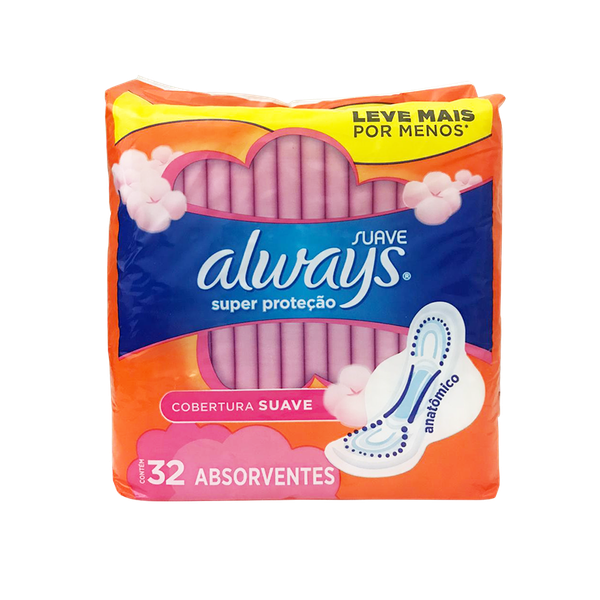 Estrela Supermercados | ABSORVENTE ALWAYS COBERTURA SUAVE COM ABAS COM 32